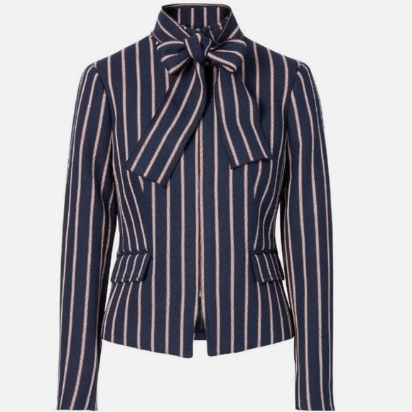 Banana Republic | Jackets & Coats | Banana Republic Jacket Stripe Bowneck Zip Front In Blue Size ...